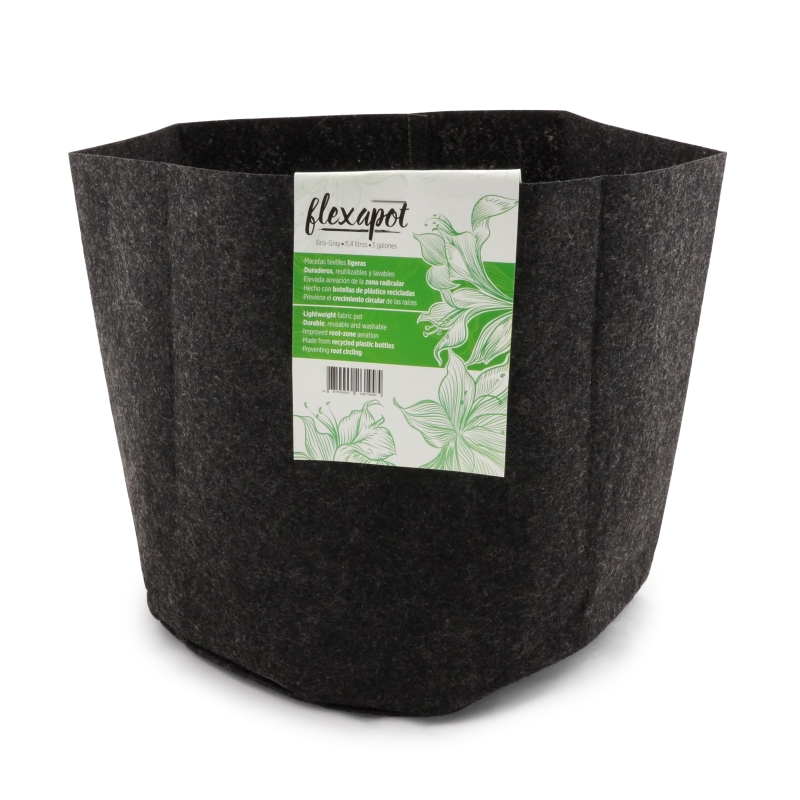 FLEXAPOT MACETA TEXTIL GRIS 11,4 LITROS (3 GAL) (5 UNIDADES) | Plantasur