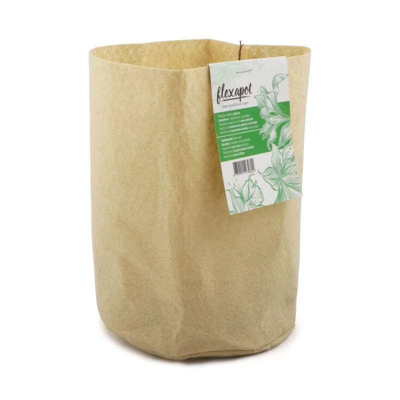 FLEXAPOT MACETA TEXTIL BEIGE 3,8 LITROS (1 GAL) (5 UNIDADES) | Plantasur