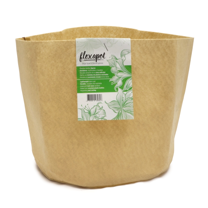 FLEXAPOT MACETA TEXTIL BEIGE 11,4 LITROS (3 GAL) (5 UNIDADES) | Plantasur