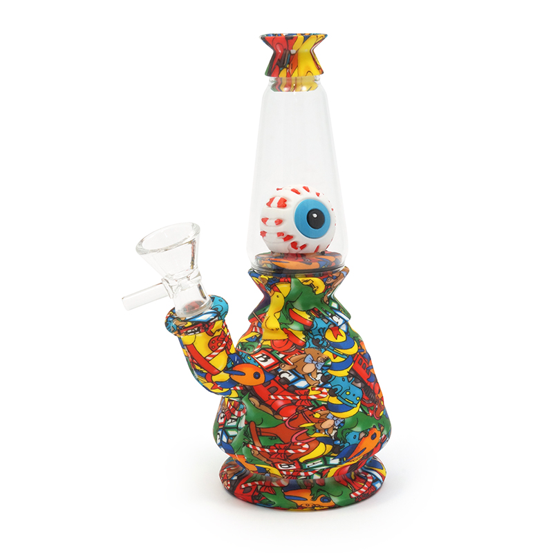 BONG DE SILICONA CON IMPRESIÓN WATER TRANSFER Y OJO DENTRO | Plantasur