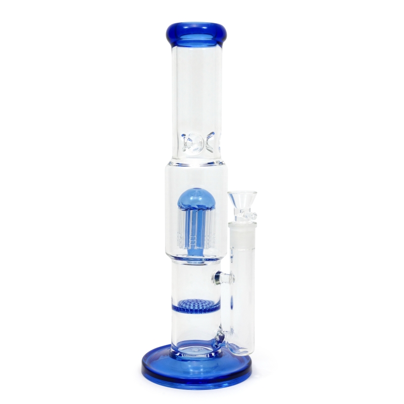 BONG DE CRISTAL 30CM CYLINDER ICE DRUM CON PERCOLADOR MEDUSA | Plantasur