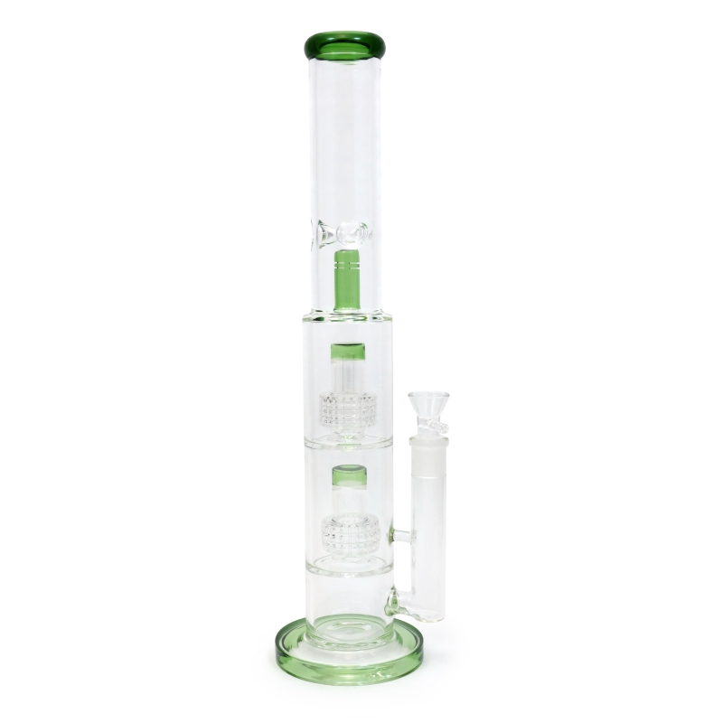 BONG DE CRISTAL 45CM CYLINDER ICE DRUM CON DOBLE PERCOLADOR | Plantasur